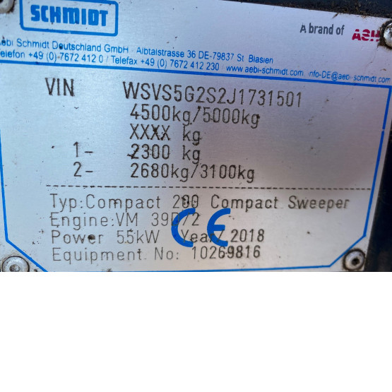 2018 SCHMIDT SWINGO 200+ ROAD SWEEPER in Compact Sweepers - Rothdean ...